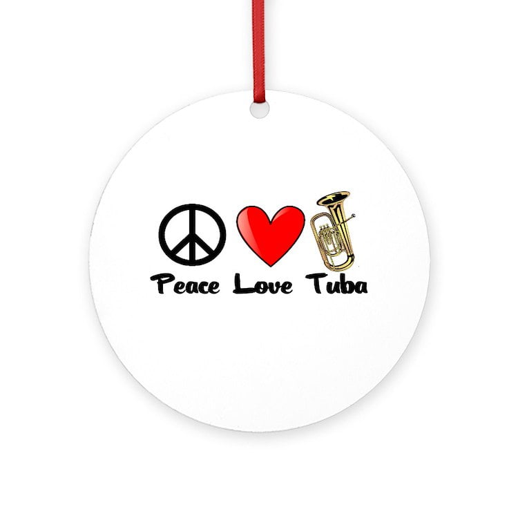 CafePress - Peace, Love, Tuba - Round Wood Ornament 4" - Walmart.com