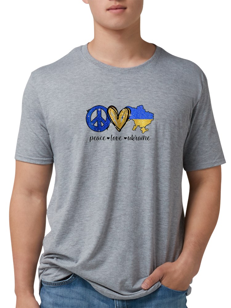 CafePress - Peace Love Ukraine Women Men Ukrainian Fla T Shirt - Mens ...