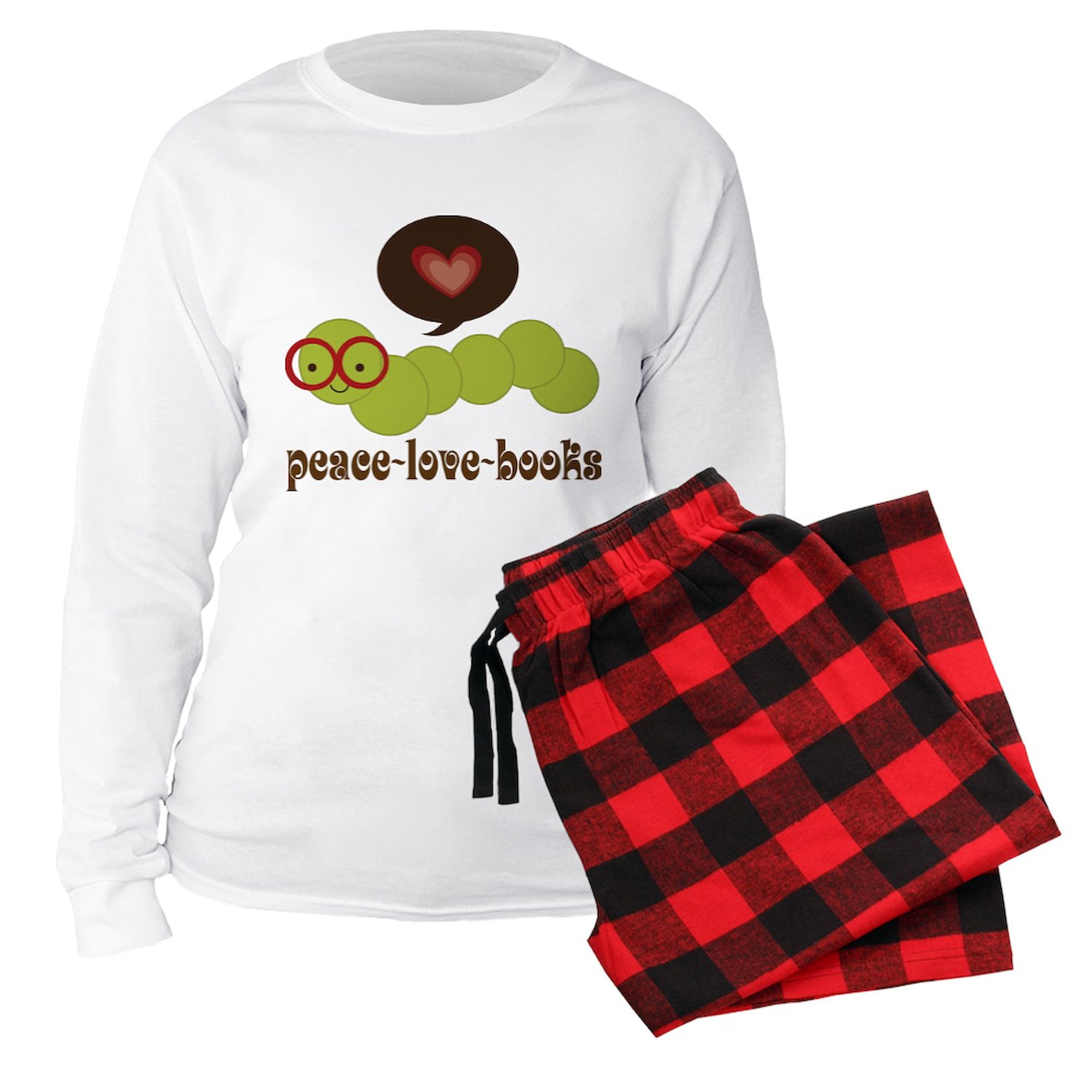 CafePress - Peacelovebooks Worm Brown Words - Women's Long Sleeve ...