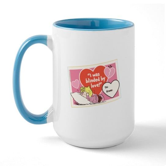 CafePress - Peanuts Blinded By Love 15 Oz Ceramic Large Mug - 15 oz ...
