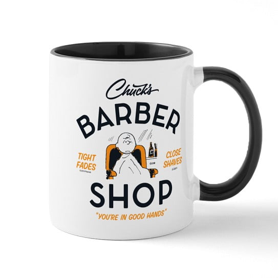 CafePress - Peanuts Chuck's Barber Shop 11 Oz Ceramic Mug - 11 oz ...
