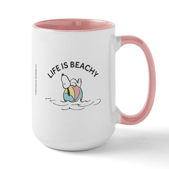 CafePress - Peanuts Life Is Beachy Mugs - 15 oz Ceramic Large Novelty ...