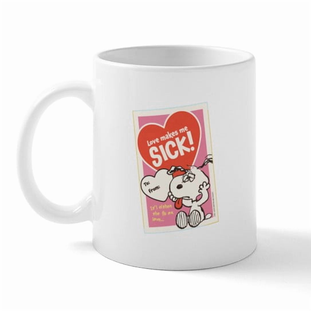 CafePress - Peanuts Love Makes Me Sick 11 Oz Ceramic Mug - 11 oz ...