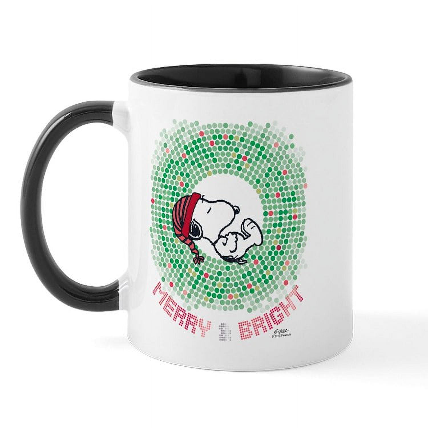 CafePress - Peanuts Snoopy Merry And Bright Mug - 11 oz Ceramic Mug ...
