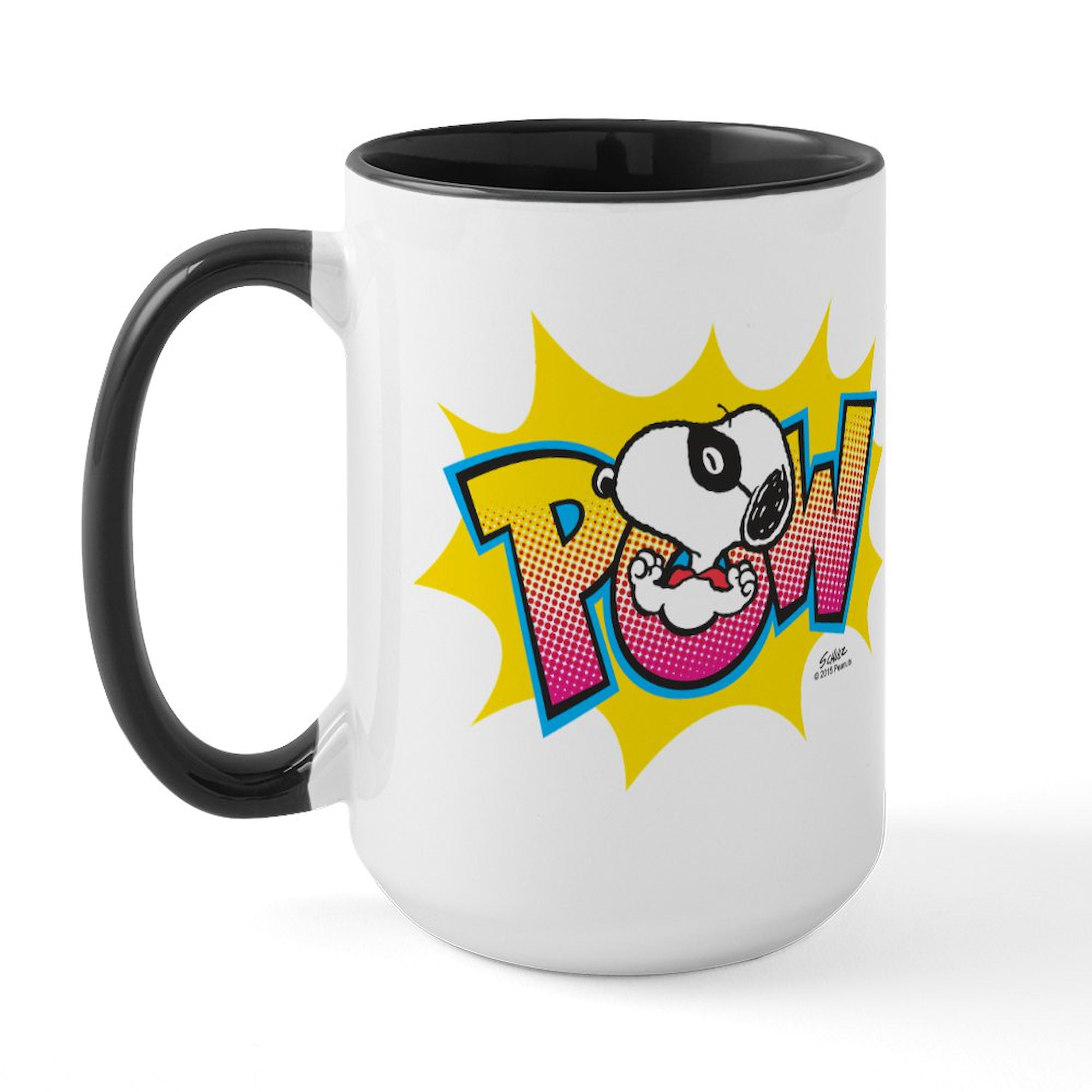 CafePress - Peanuts Snoopy Pow Large Mug - 15 oz Ceramic Large White ...