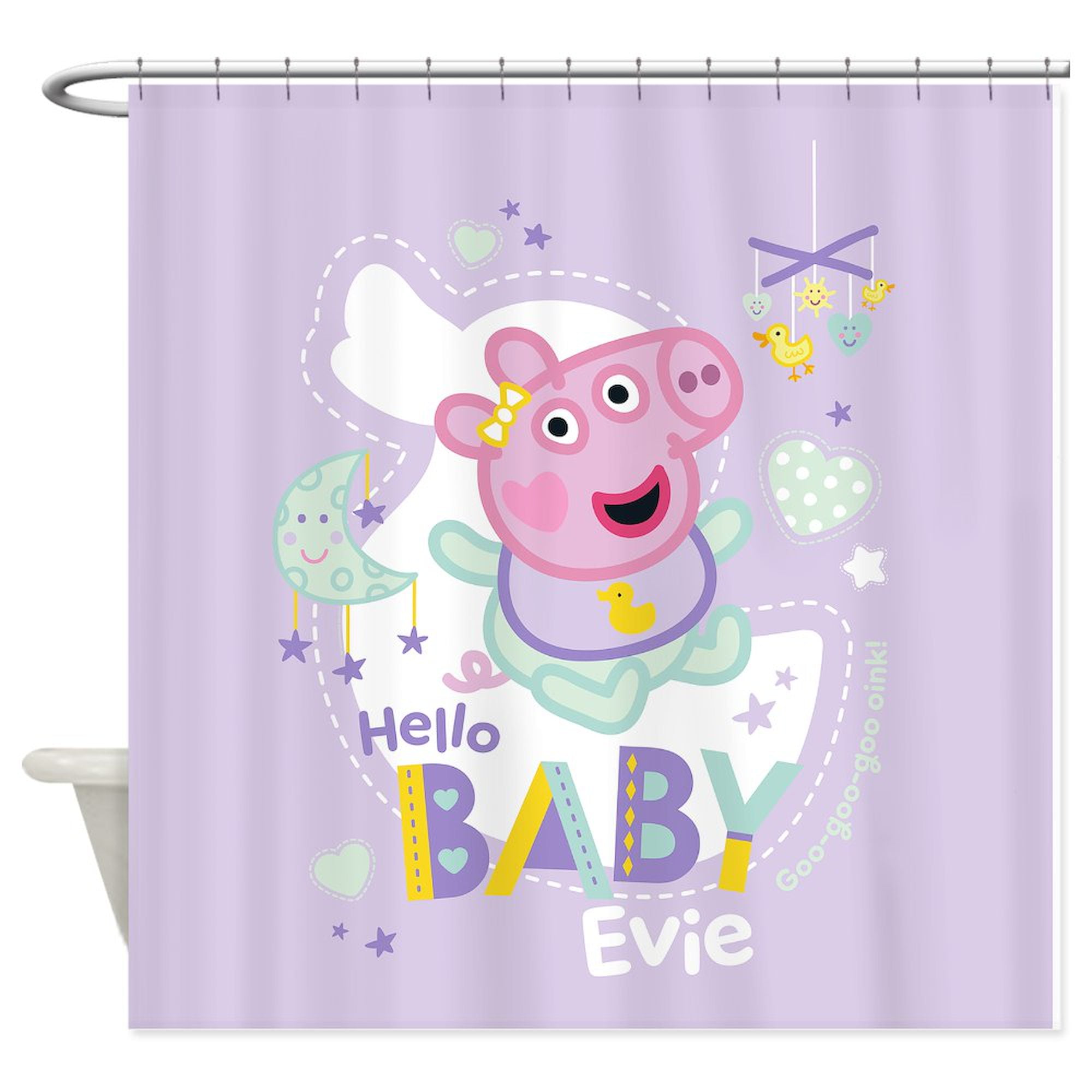 CafePress - Peppa Pig: Hello Baby Evie - Unique Fabric Shower Curtain ...