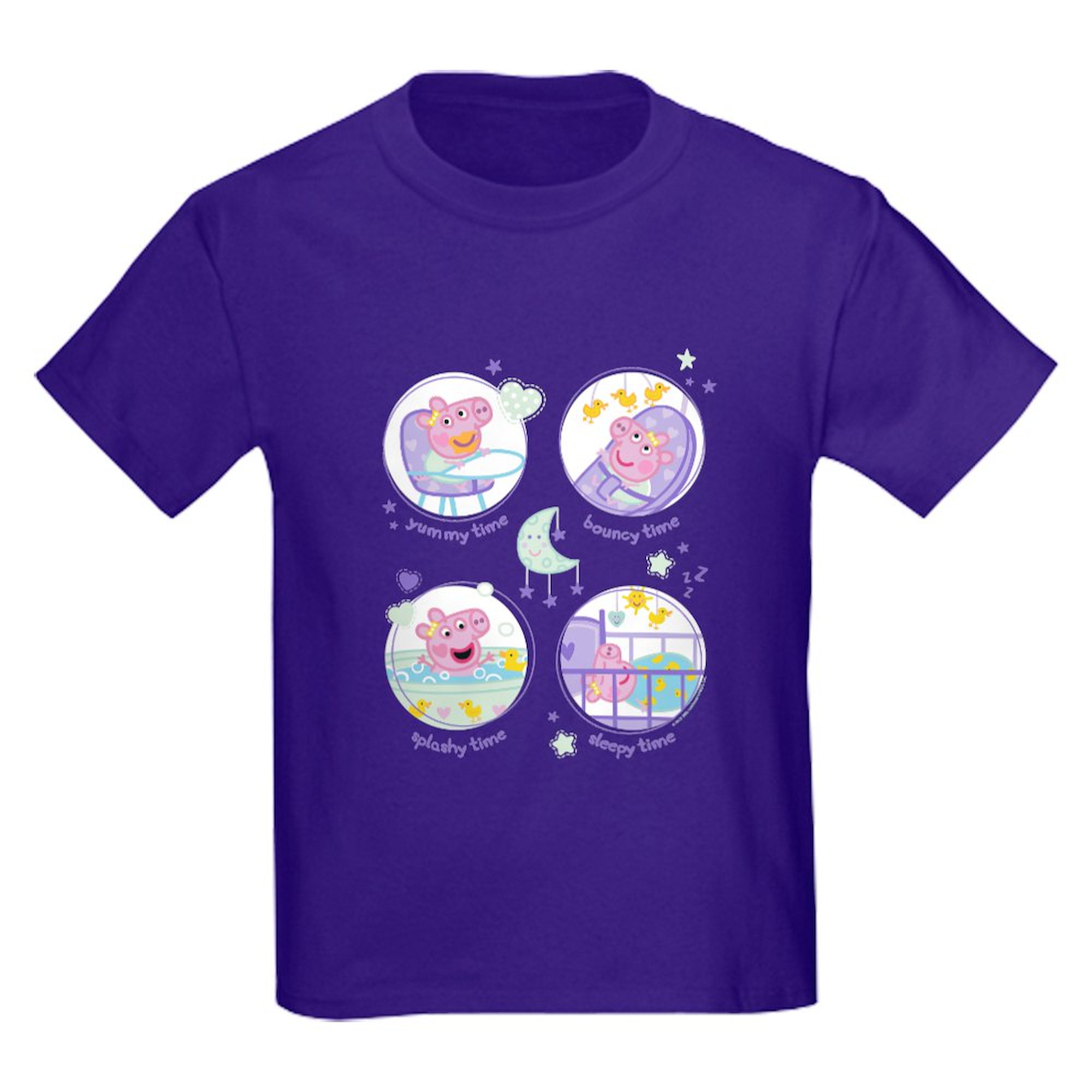 CafePress - Peppa Pig: Morning To Evening Kids T Shirt - Dark T-Shirt ...