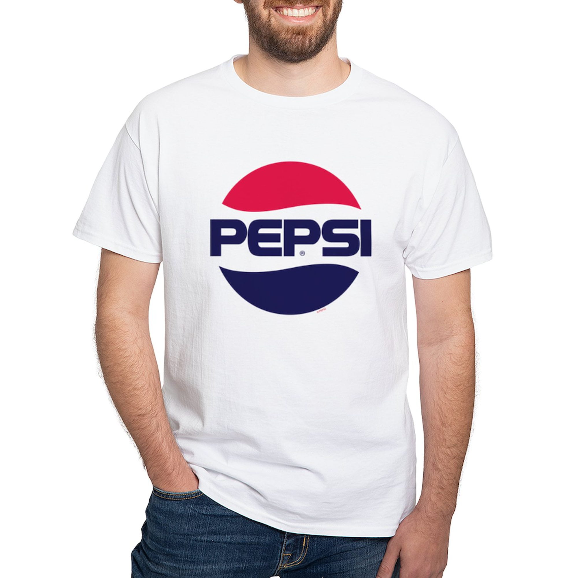 CafePress - Pepsi 90S Logo White T Shirt - Men's White Classic Cotton T ...