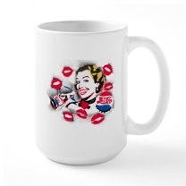 CafePress - Button3inch_Hippie_Chick Ceramic Mug - 15 oz Ceramic Large ...