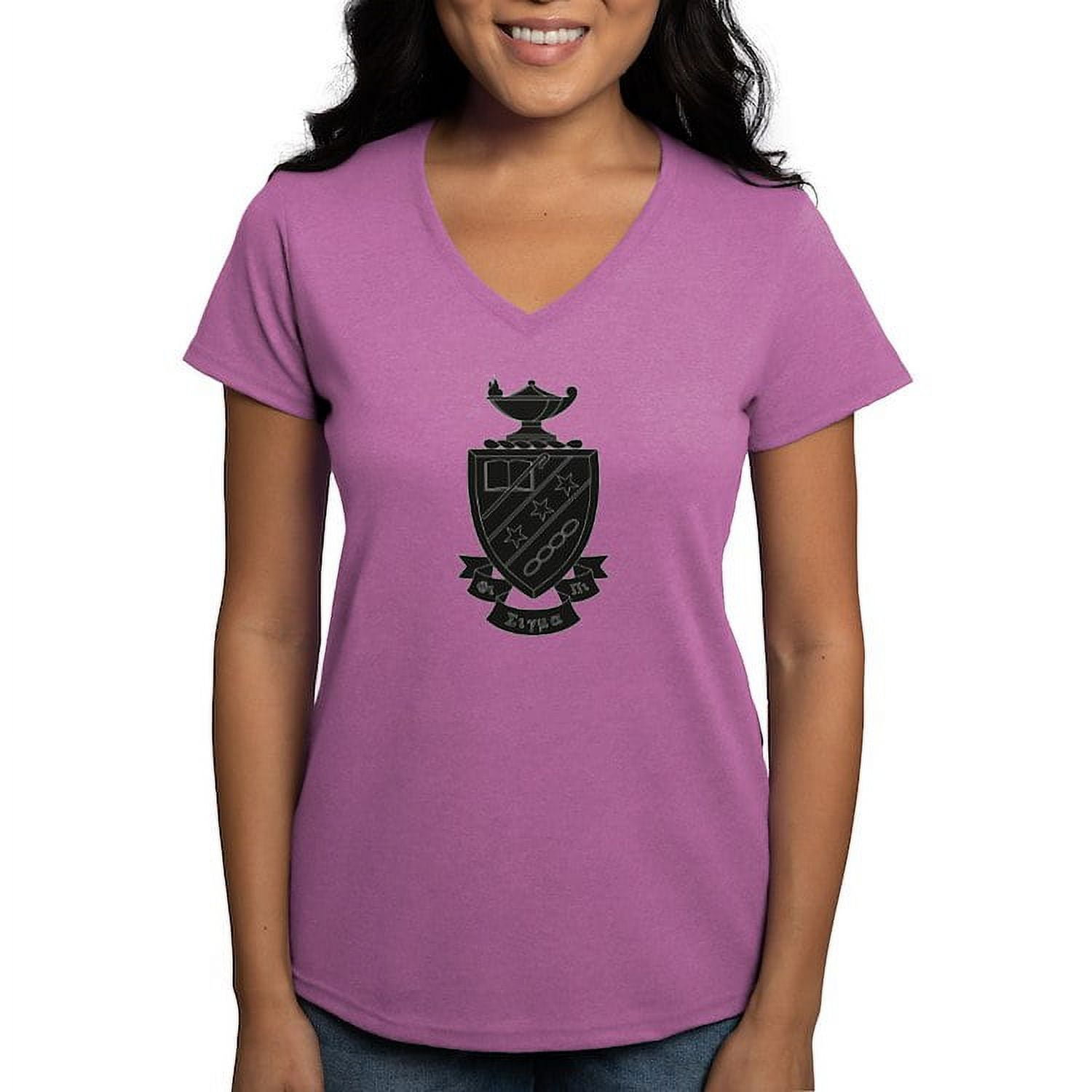 CafePress - Phi Sigma Pi Black Shield T Shirt - Women's V-Neck Dark T-Shirt - Walmart.com