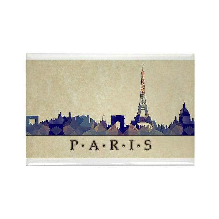 CafePress - Polygon Mosaic Skyline Of Paris France Magnets - Rectangle ...