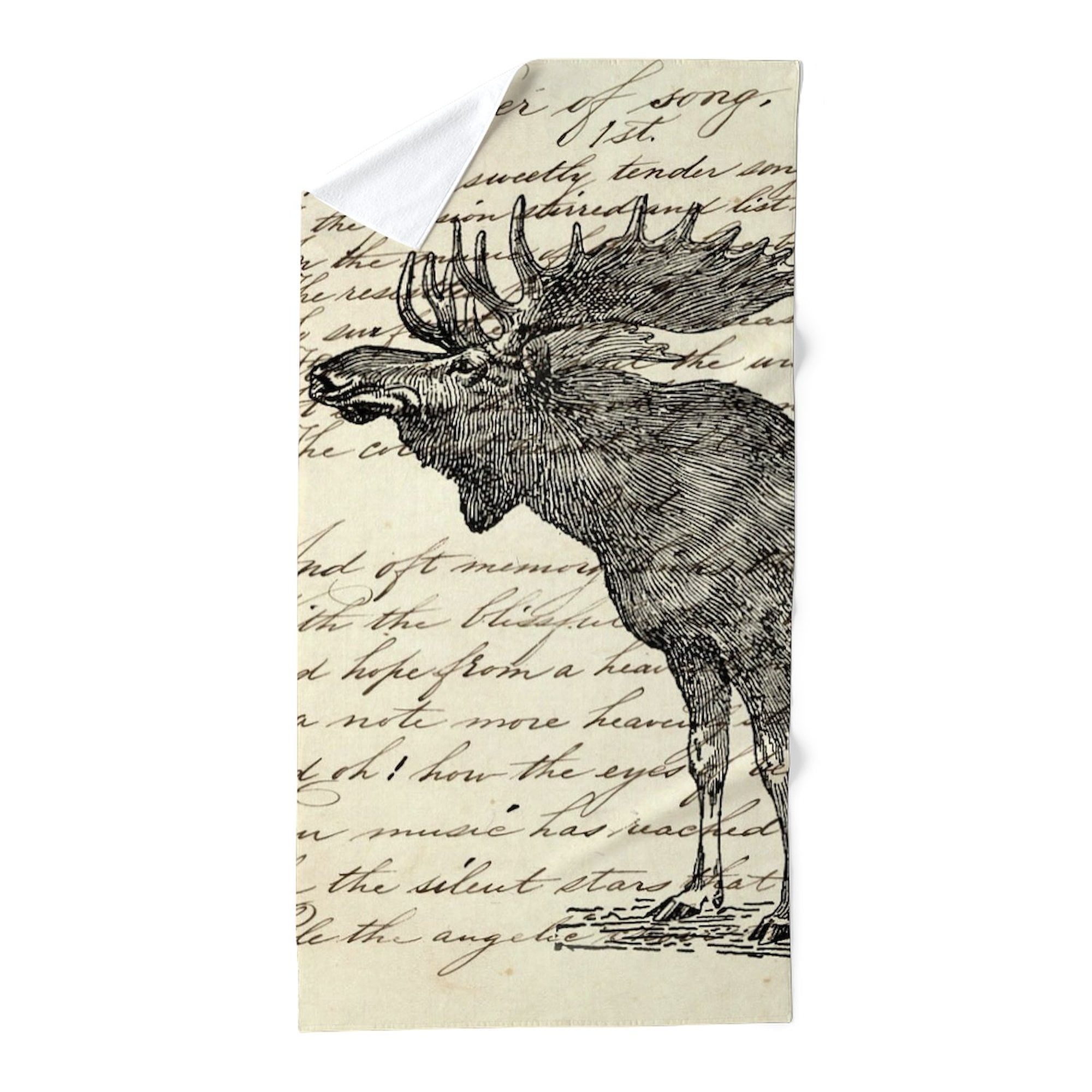 CafePress - Primitive Mountain Wildlife Moose - Large Beach Towel, Soft ...