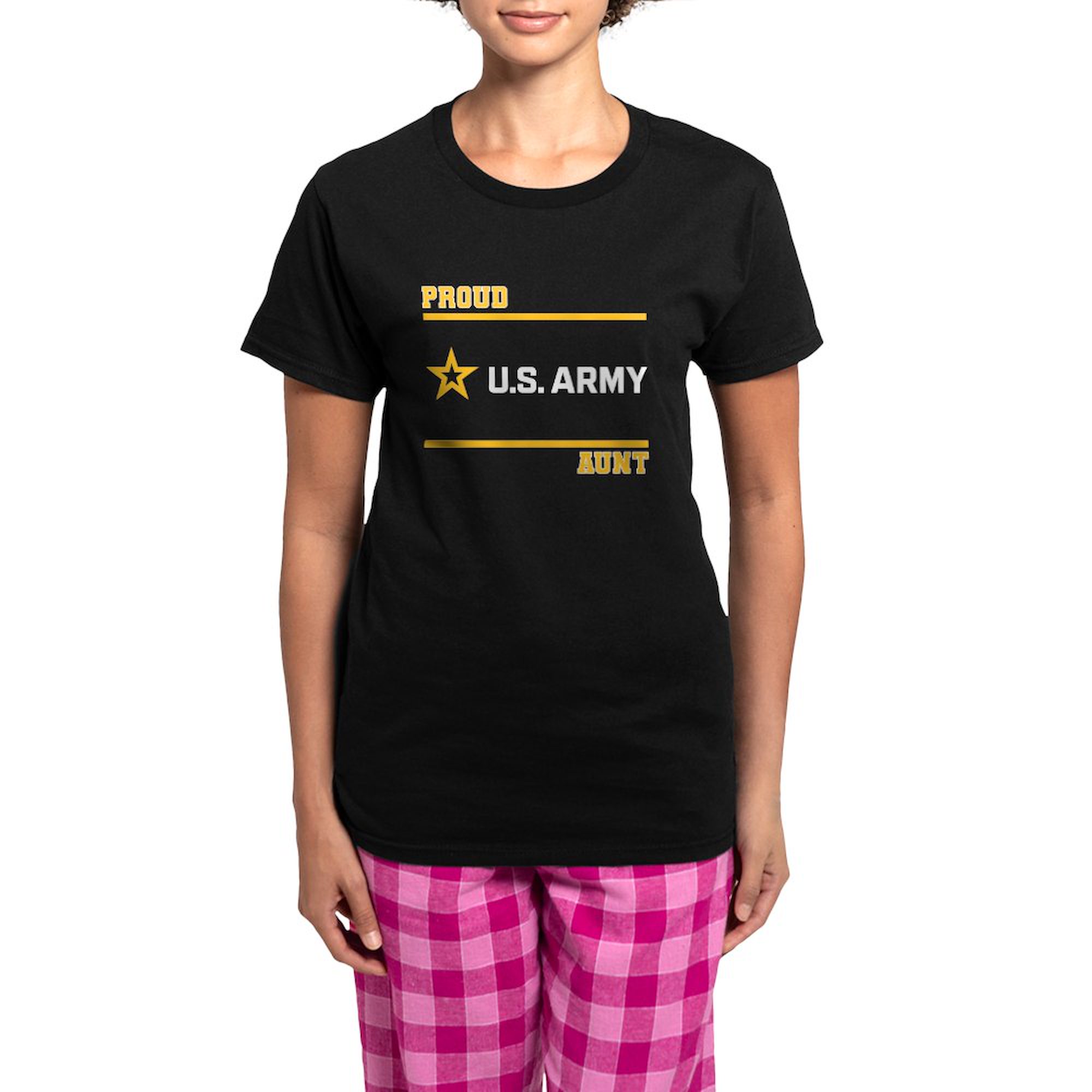 CafePress - Proud Army Aunt White And Gold Pajamas - Women's Short ...