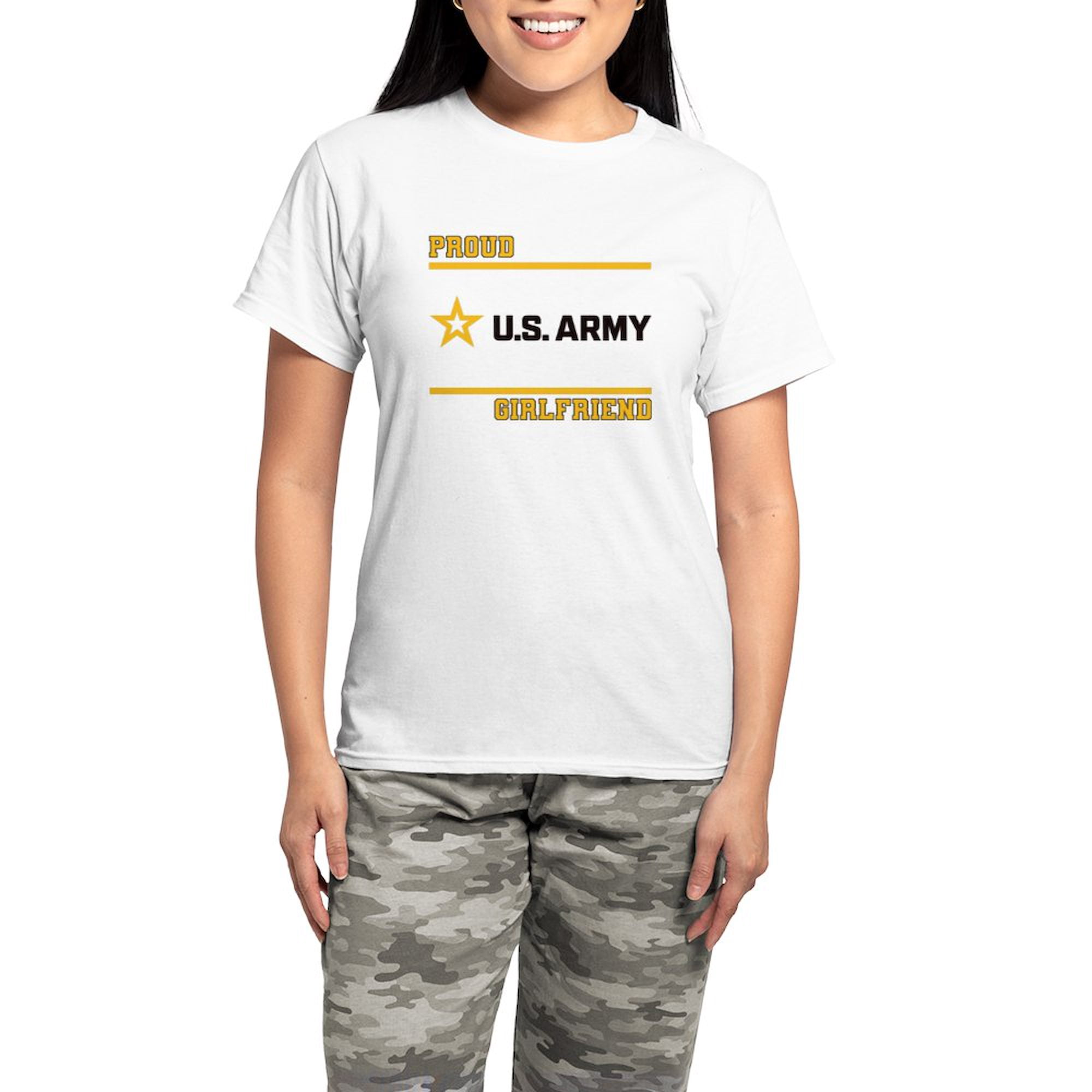 CafePress - Proud Army Girlfriend Black And Gold Pajamas - Women's ...