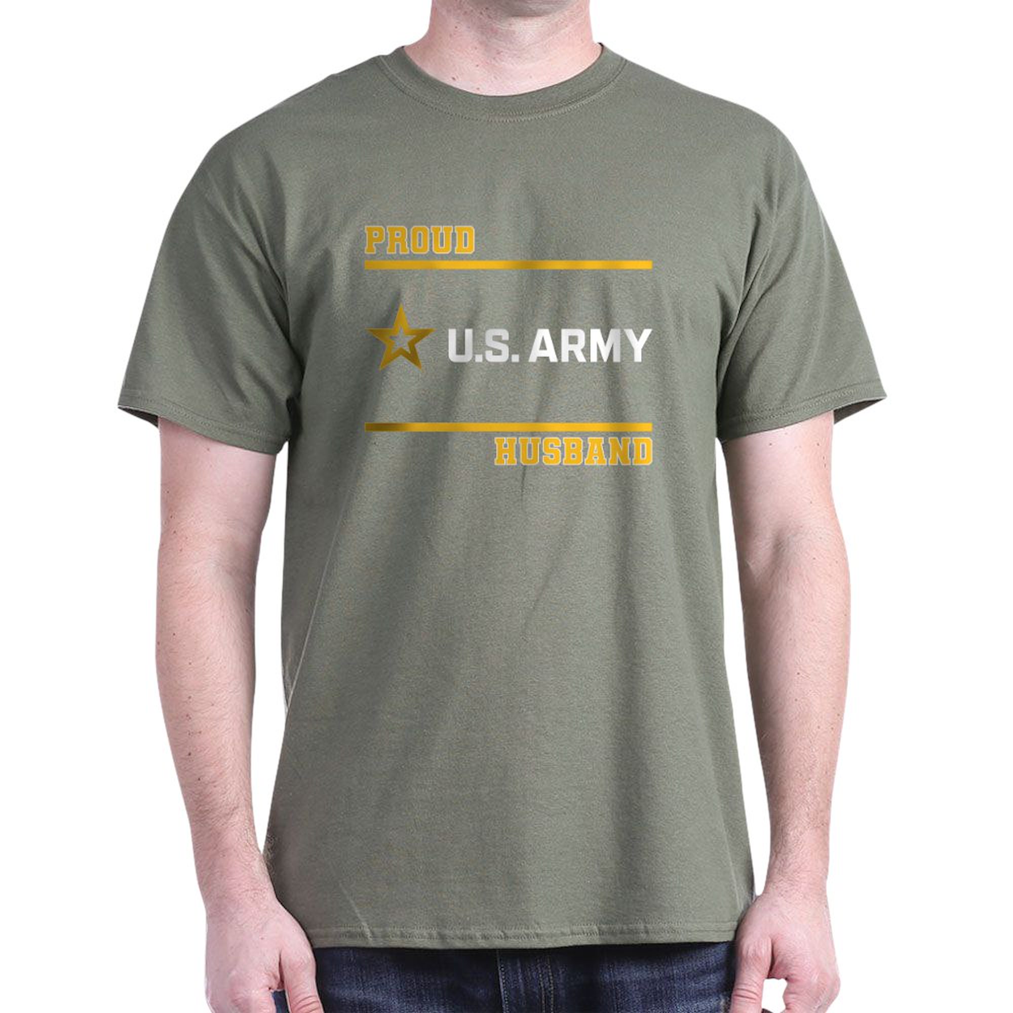 CafePress - Proud Army Husband White And Gold T Shirt - Men's Classic ...