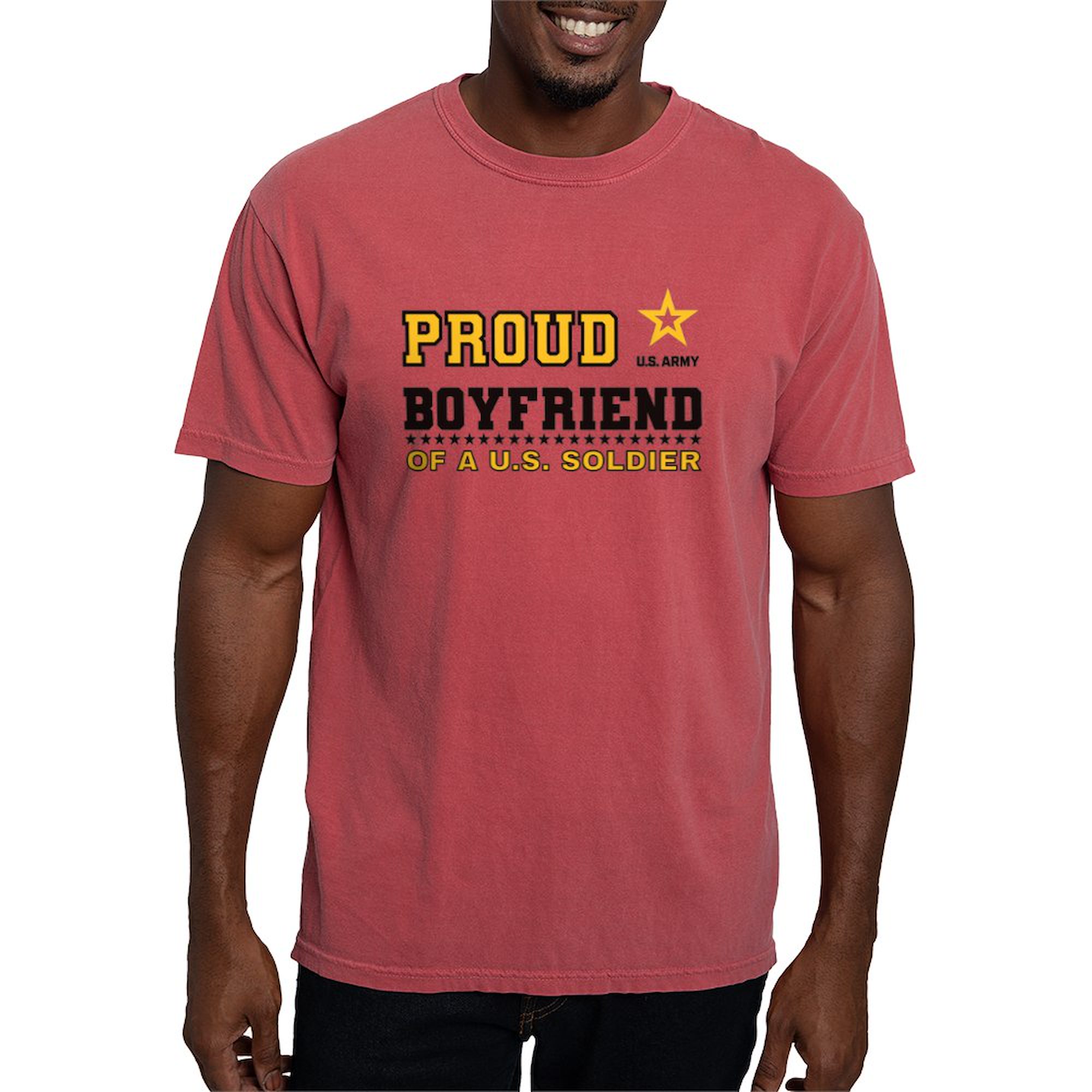 CafePress - Proud Boyfriend Of A Soldier Black And Gold T Shirt - Mens ...