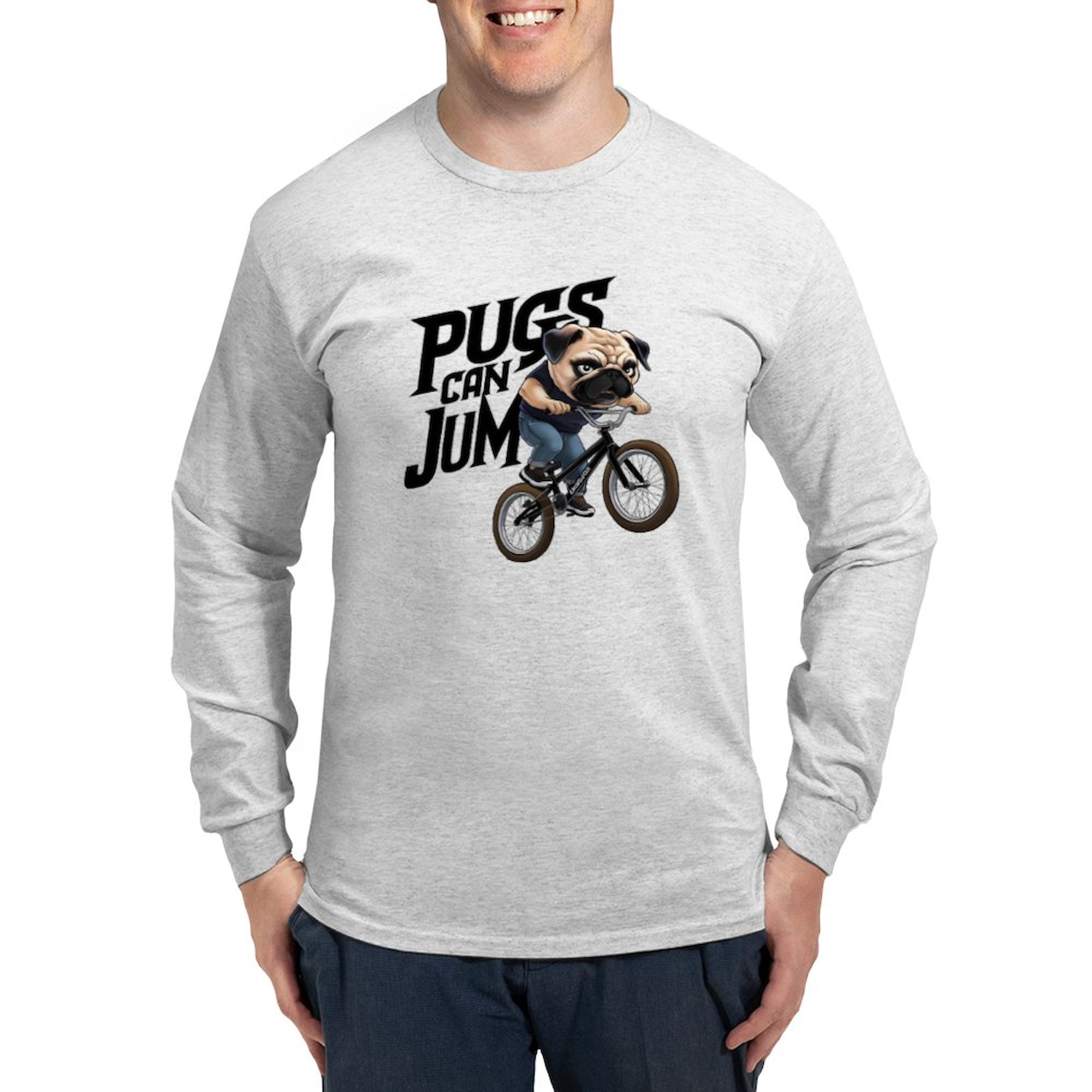 CafePress - Pugs Can Jump Men's Long Sleeve T Shirt - Unisex Cotton ...