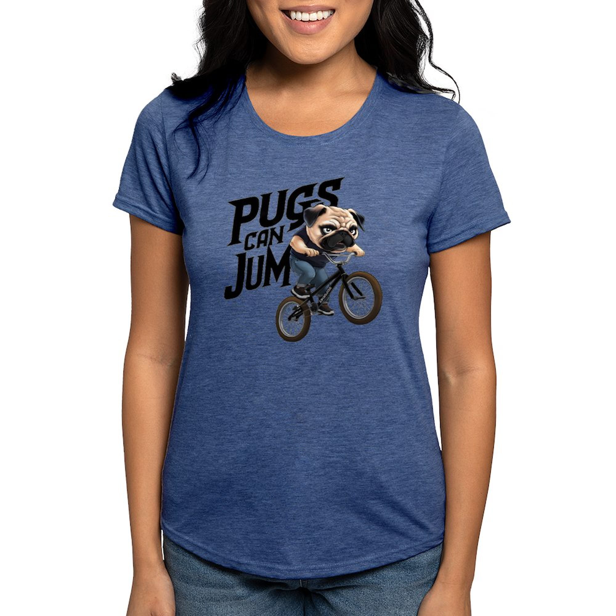 CafePress - Pugs Can Jump Women's Deluxe T Shirt - Womens Tri-blend T ...