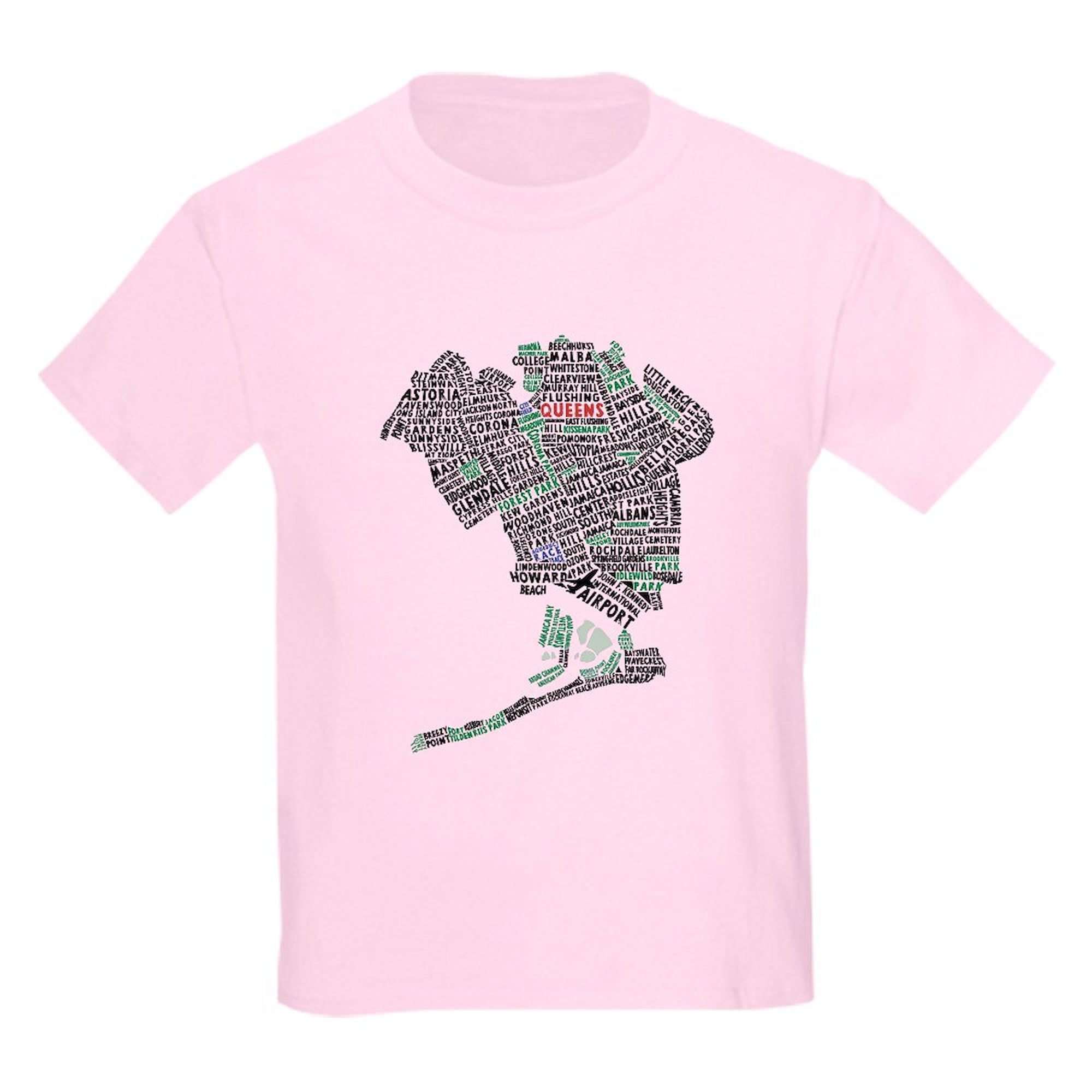 CafePress - Queens New York Map Typography T Shirt - Light Classic Kids ...