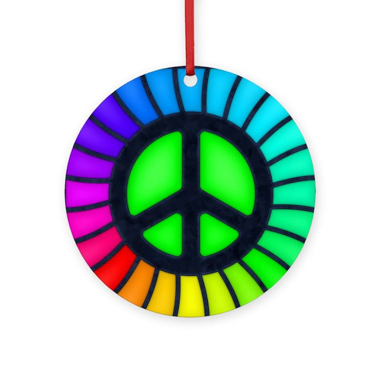 CafePress - Rainbow Peace Sign - Round Wood Ornament 4" - Walmart ...