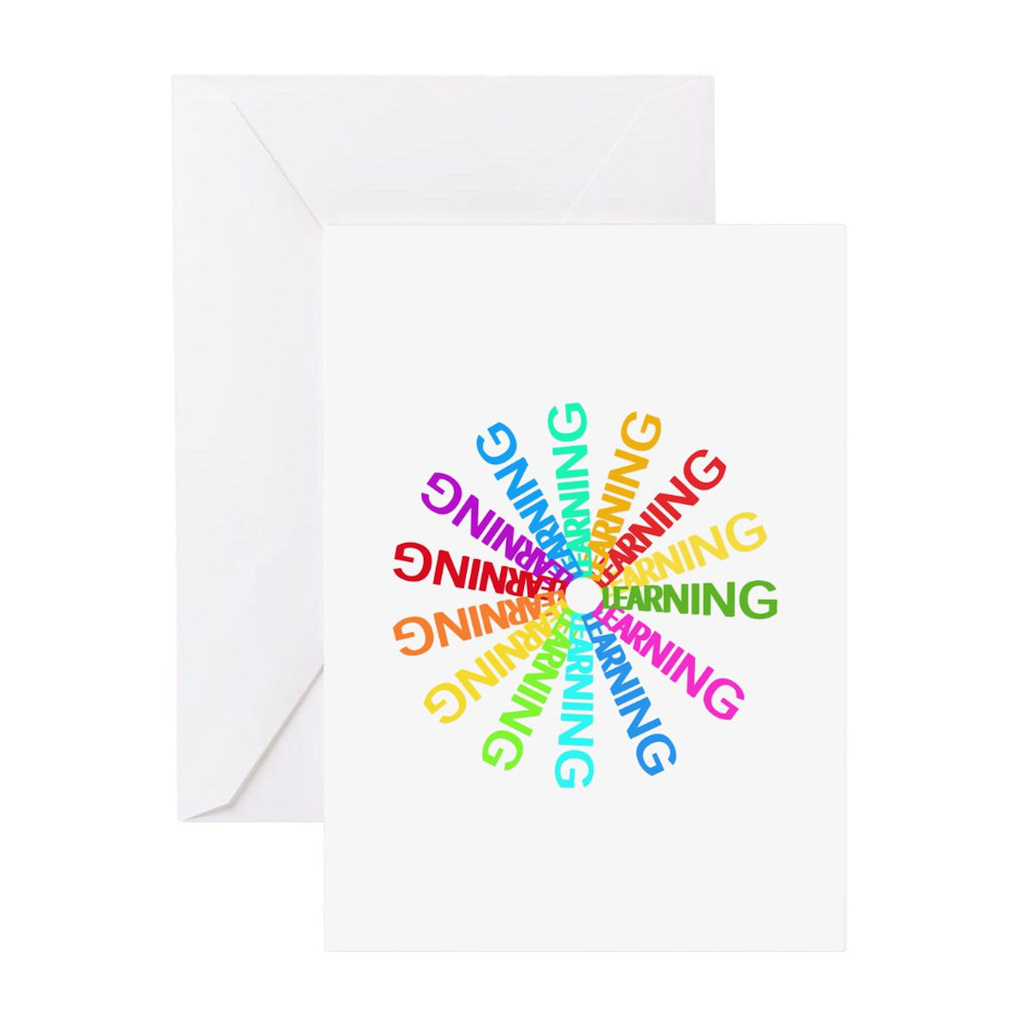 CafePress - Rainbow Wheel Of Learning Greeting Cards - Greeting Card ...