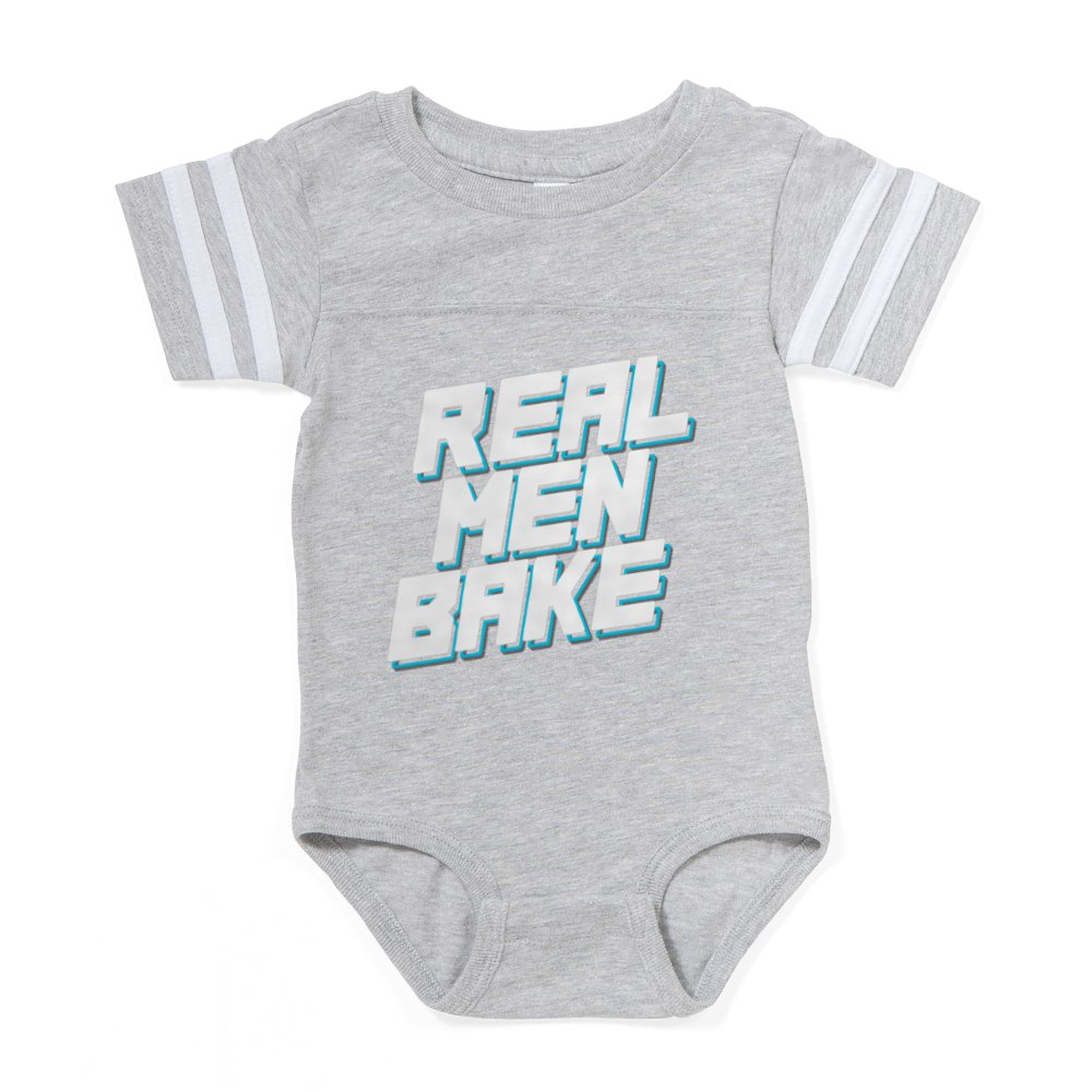 CafePress - Real Men Bake - Cute Infant Baby Football Bodysuit ...