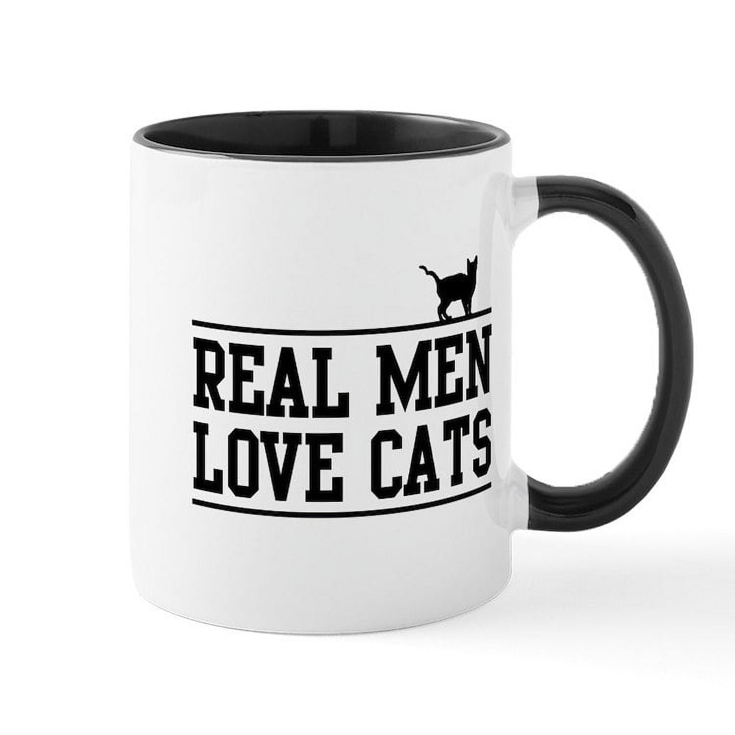 CafePress - Real Men Love Cats Mugs - 11 oz Ceramic Mug - Novelty ...
