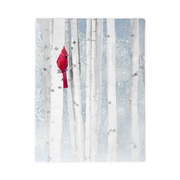 CafePress - Red Cardinal Bird Snow Birch Tree - Twin Duvet Cover ...
