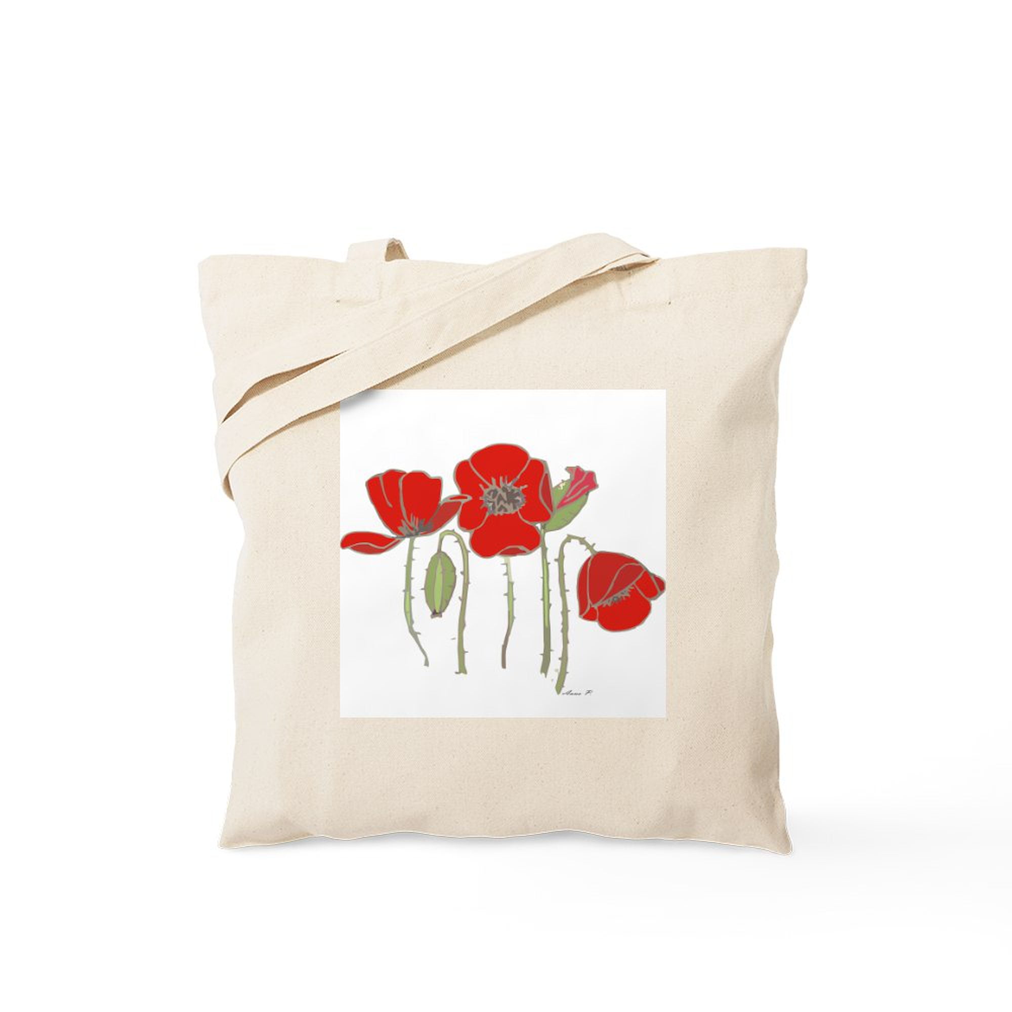 CafePress - Red Poppies Art Tote Bag - Unisex Canvas Tote Bag, Beige, 1 ...