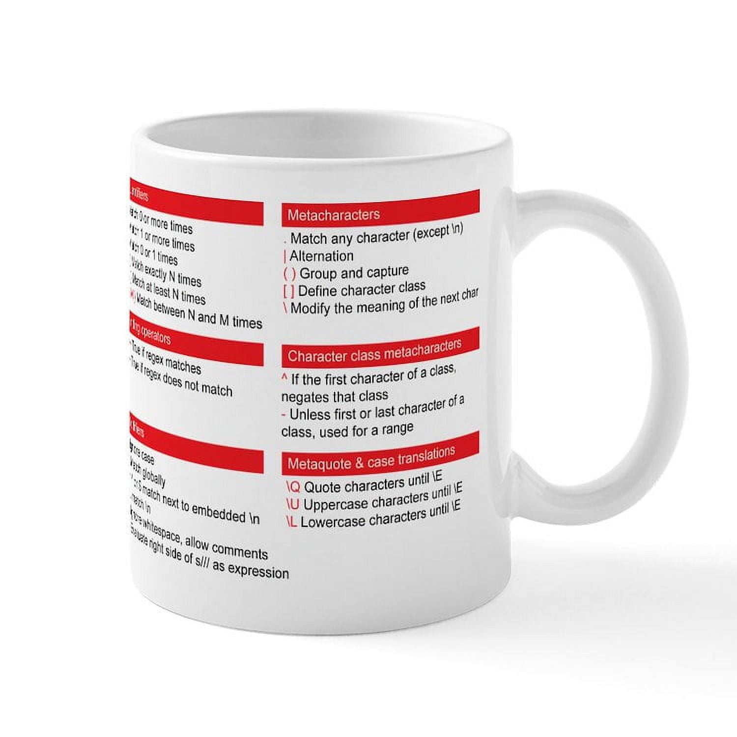 CafePress - Regex Reference Mugs - 11 oz Ceramic Mug - Novelty Coffee ...