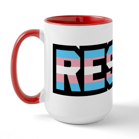 CafePress - Resist Trans Pride 15 Oz Ceramic Large Mug - 15 oz Ceramic ...