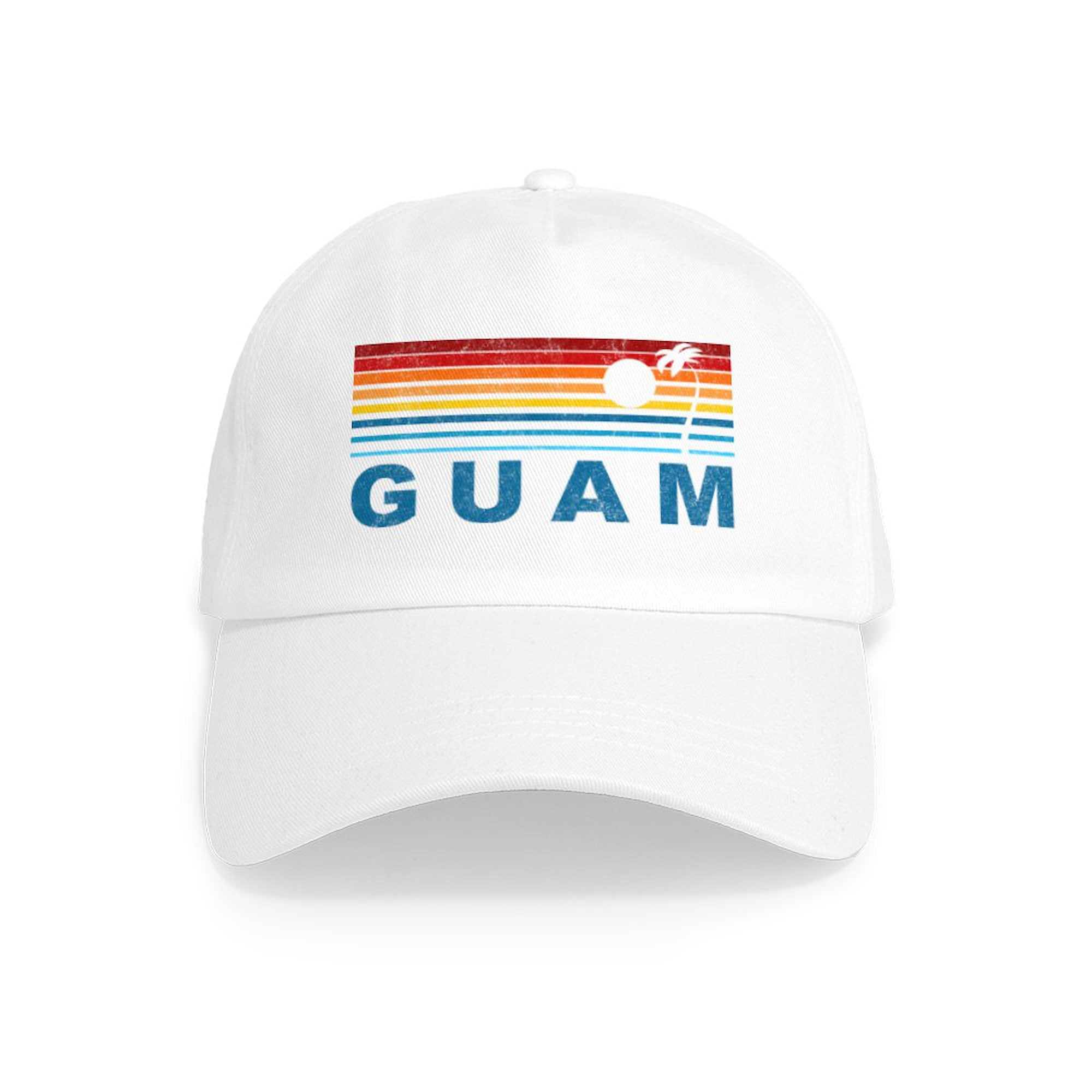 CafePress - Retro Palm Tree Guam Cap - Adjustable 100% Brushed Unisex ...