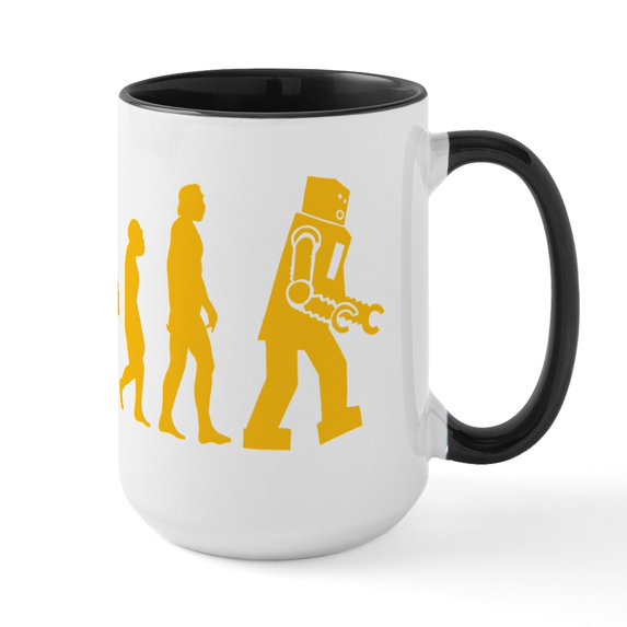 CafePress - Robot Evolution - 15 oz Ceramic Large White Novelty Mug ...