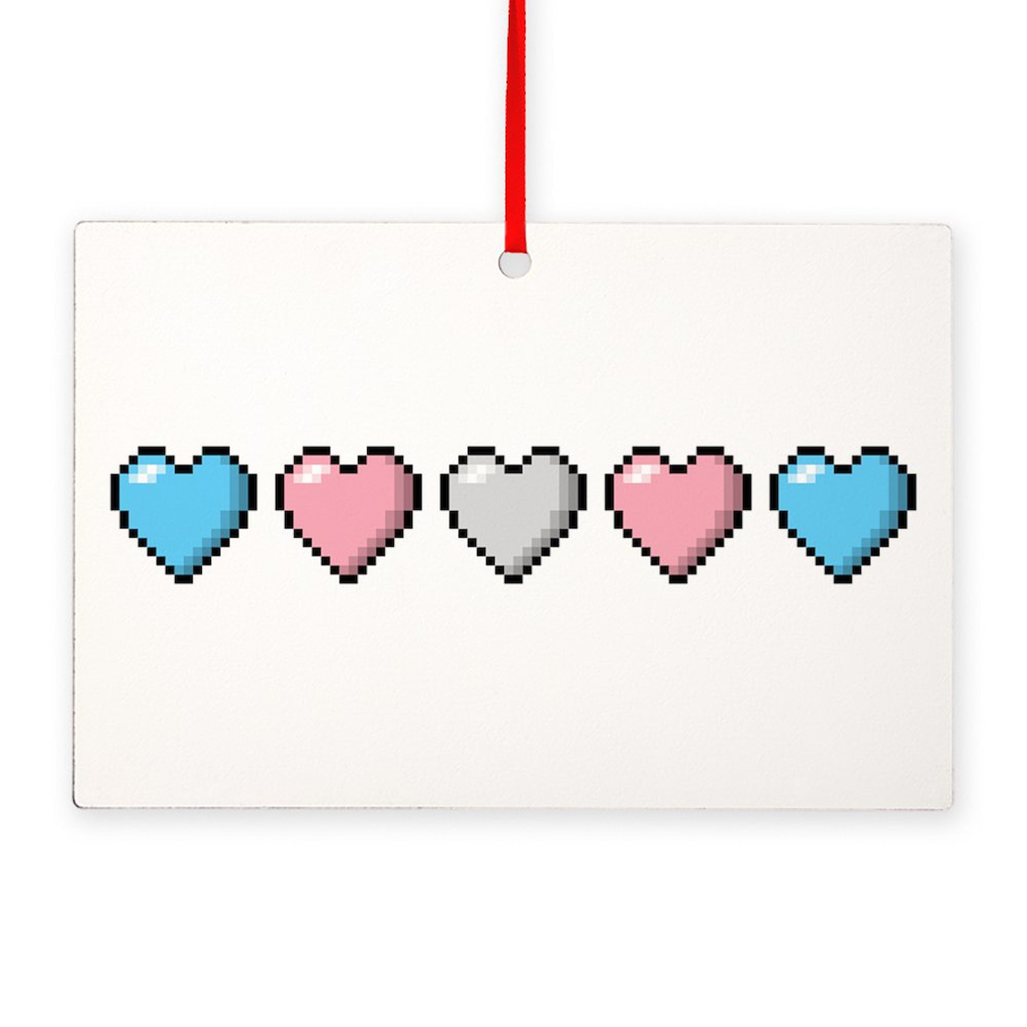 CafePress - Row Of Five Transgender Pride Flag Pixel Hearts - Wood ...