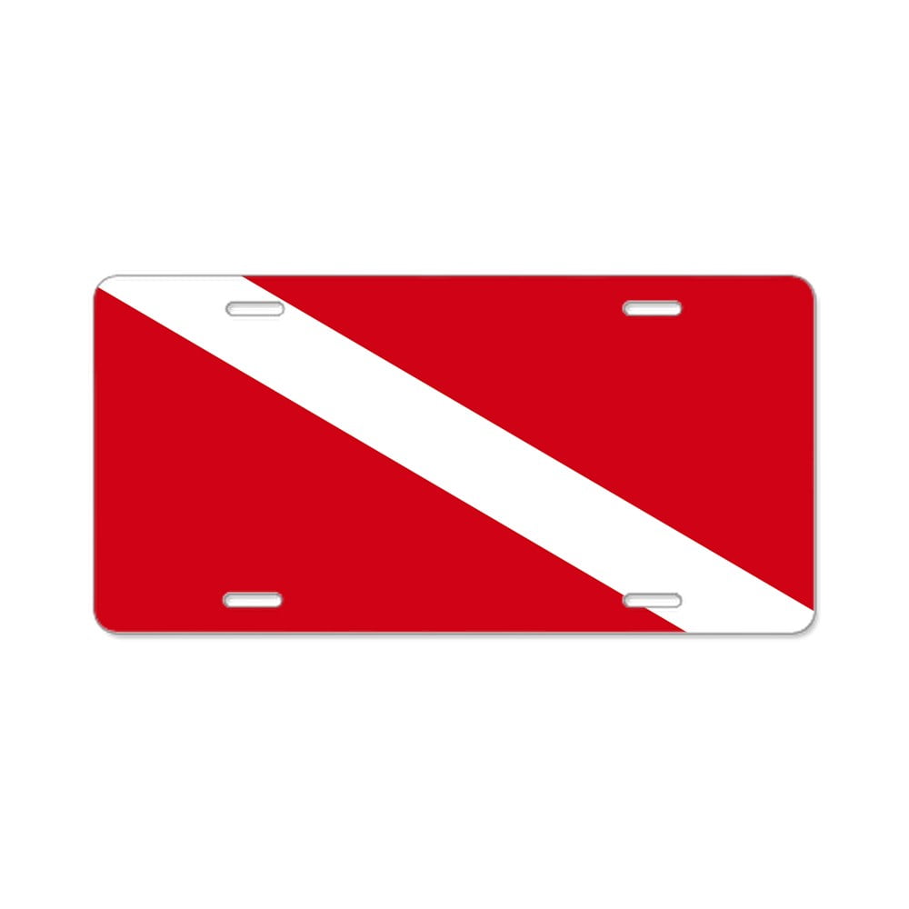 CafePress - SCUBA Diver Down Flag - Aluminum License Plate, Front ...