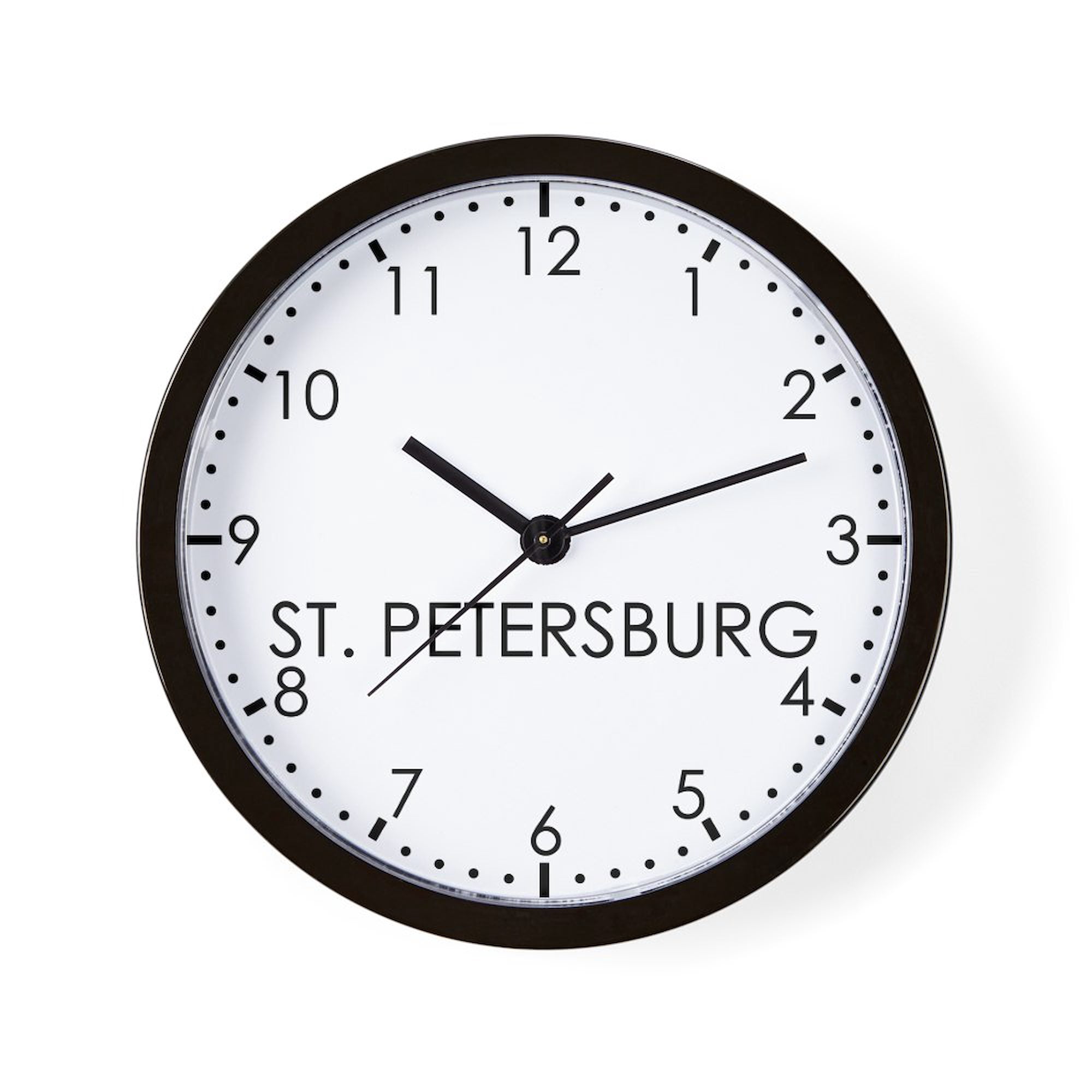 CafePress - ST. PETERSBURG Modern Newsroom - 10" Quartz Analog Battery ...