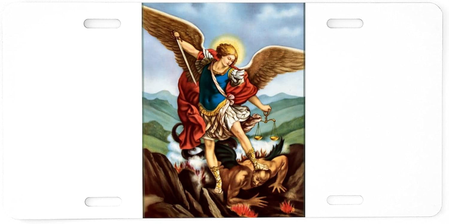 CafePress Saint Michael The Archangel Aluminum License Plate, Front ...