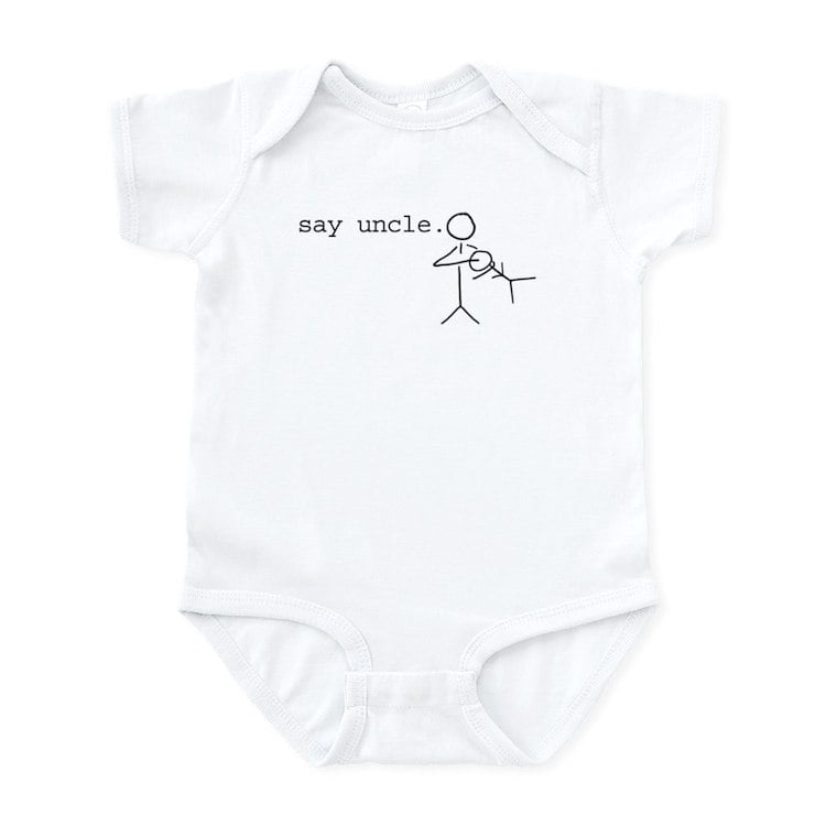CafePress - Say Uncle. Nuggie Stick Figure Infant Bodysuit - Baby Light ...