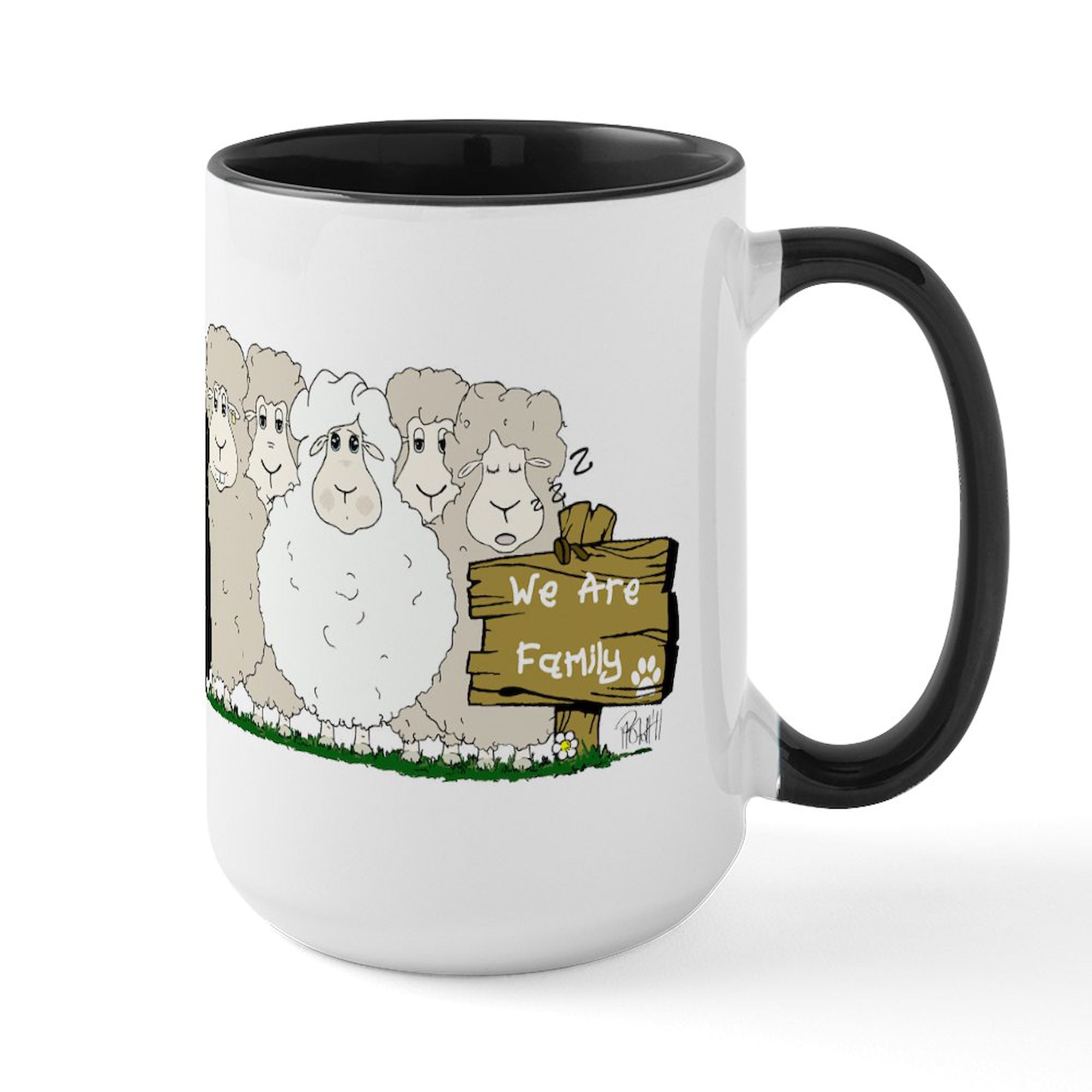 CafePress - Sheep Family Large Mug Mugs - 15 oz Ceramic Large White ...