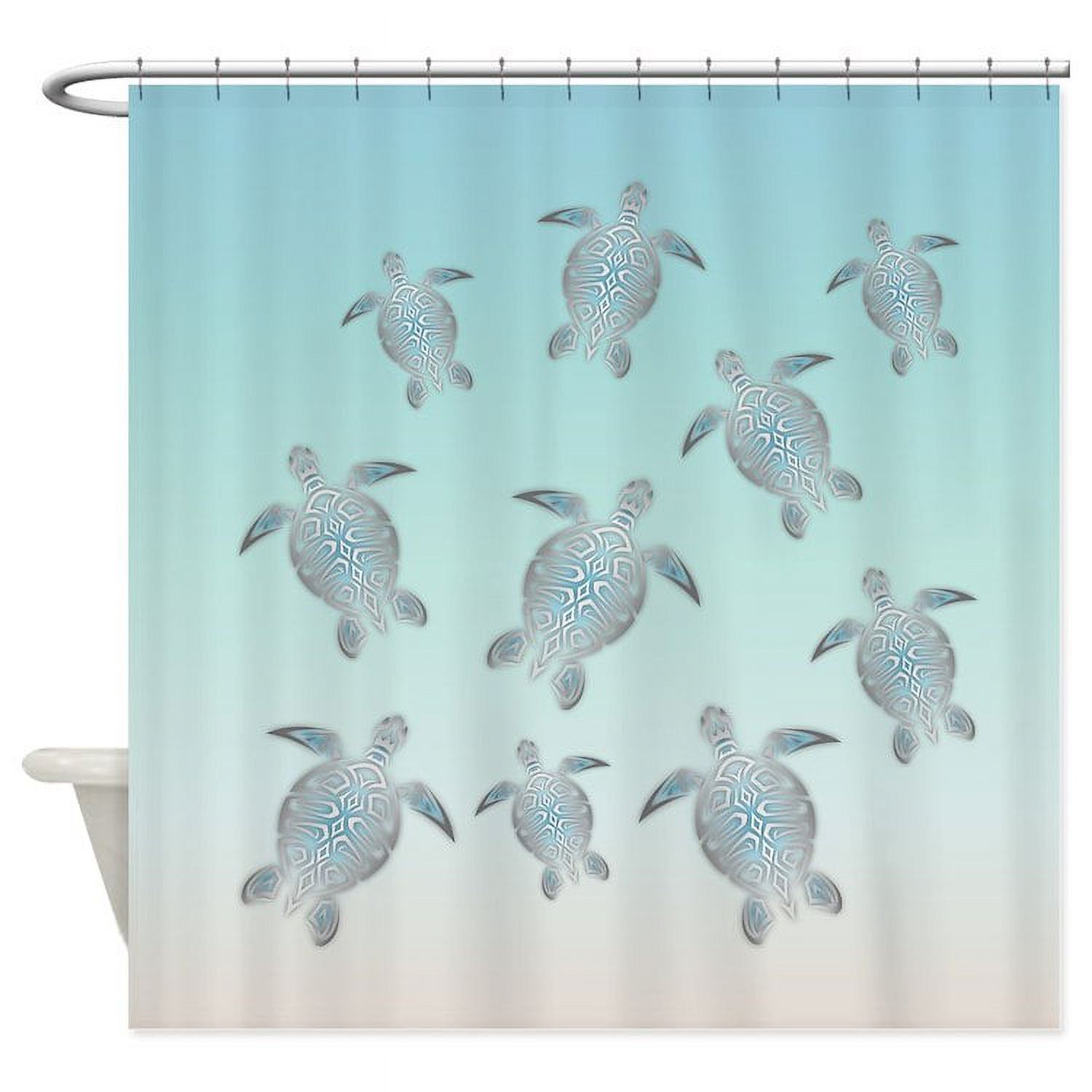 CafePress - Silver Turtles Beach Style - Unique Fabric Shower Curtain ...