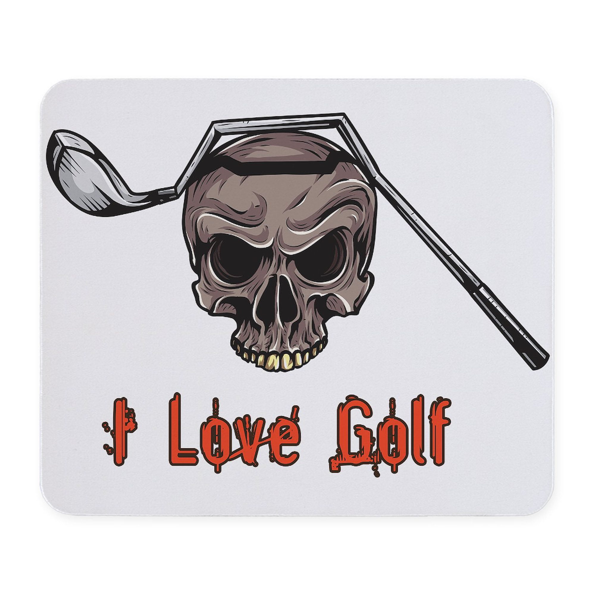 CafePress - Skull And Bent Golf Club I LOVE GOLF Mousepad - Non-slip ...