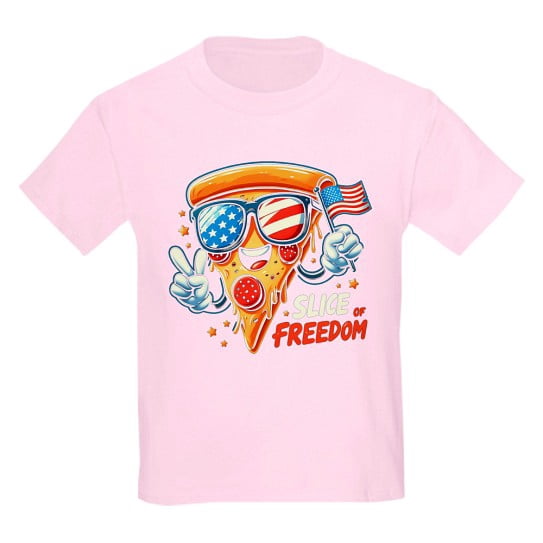 CafePress - Slice Of Freedom Tee 4Th July Pizza & USA Flag S Kids T ...