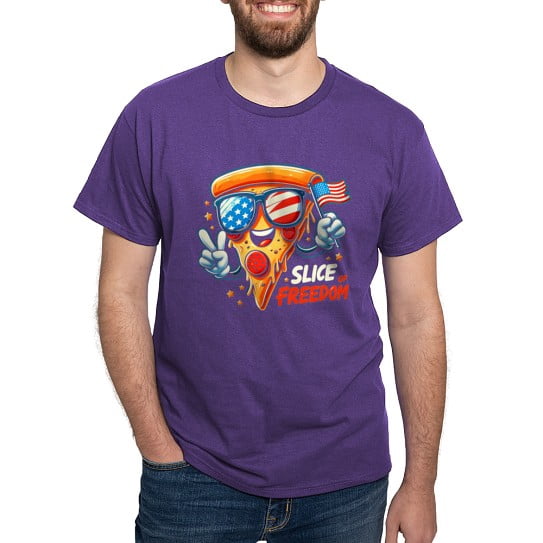 CafePress - Slice Of Freedom Tee 4Th July Pizza & USA Flag S Men's ...