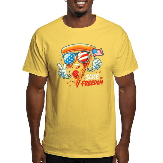 CafePress - Slice Of Freedom Tee 4Th July Pizza & USA Flag S Men's ...