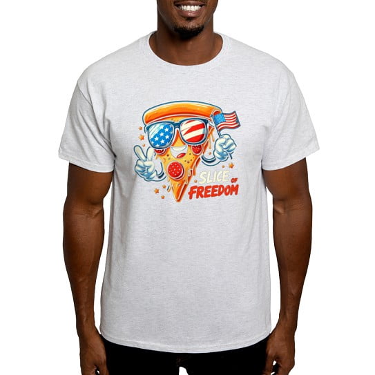 CafePress - Slice Of Freedom Tee 4Th July Pizza & USA Flag S Men's ...