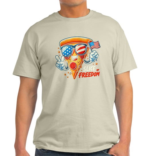 CafePress - Slice Of Freedom Tee 4Th July Pizza & USA Flag S Men's ...
