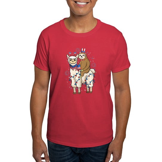 CafePress - Sloth Riding Llama American Flag Fireworks USA 4Th Men's ...