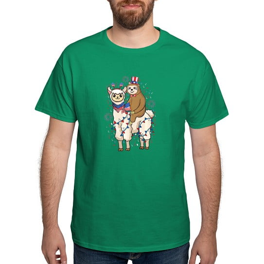 CafePress - Sloth Riding Llama American Flag Fireworks USA 4Th Men's ...