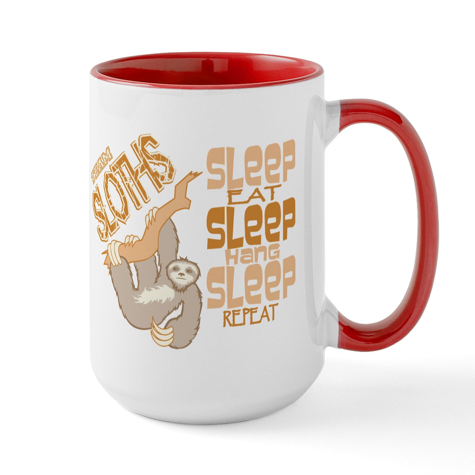 CafePress - Sloth Sleep Eat Hang Mugs - 15 oz Ceramic Large White ...