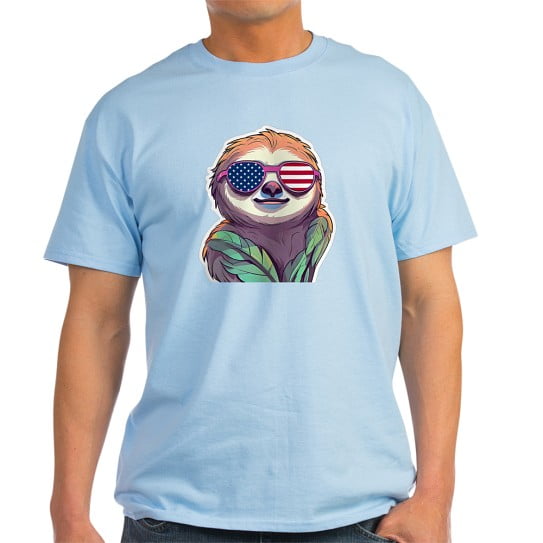 CafePress - Sloth With Sunglasses American Flag Tshirt USA 4Th Men's ...